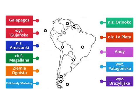 mapa konturowa ameryki południowej Rysunek z opisami