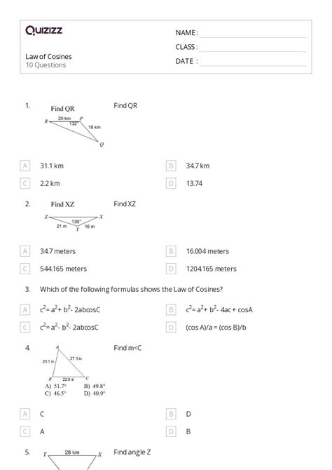 50 Trigonometry Worksheets For 9th Class On Quizizz Free Printable