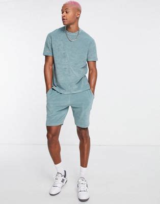 ASOS DESIGN Locker geschnittene Frottee Shorts in Grün Kombiteil ASOS