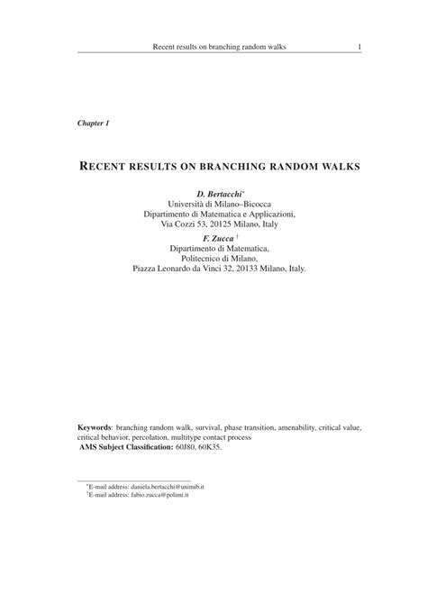 pdf recent results on branching random walks