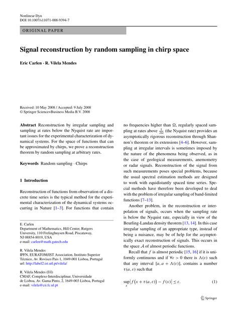 pdf signal reconstruction by random sampling in chirp space