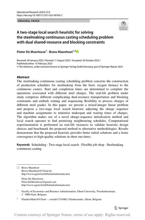a two stage local search heuristic for solving the steelmaking continuous casting scheduling