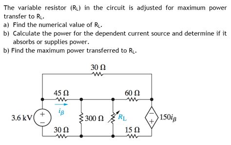 Solved The Variable Resistor Rl In The Circuit Is Adjusted Chegg
