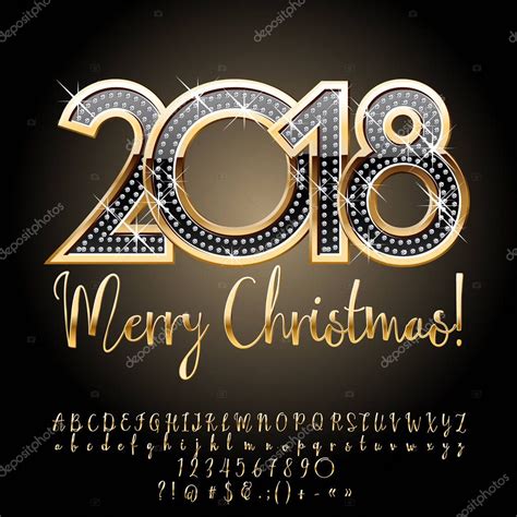 Tarjeta de felicitación brillante rica en vectores Feliz Navidad 2018
