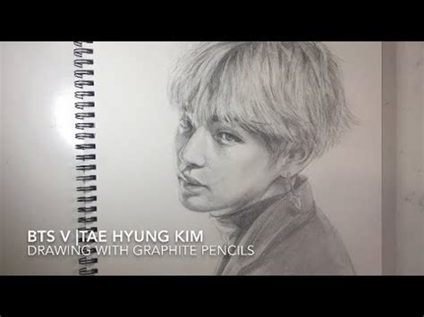 BTS V Kim Tae Hyung Drawing with Graphite Pencils 방탄 소년단 뷔 김태형 연필