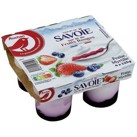 AUCHAN Yaourt De Savoie Sur Lit De Fruits Rouges Fraise Et Myrtille