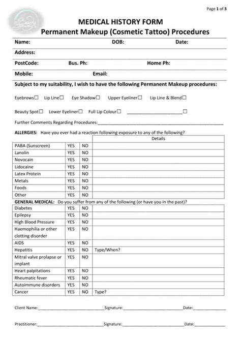 Medical History Form Template Pdf PDF Template