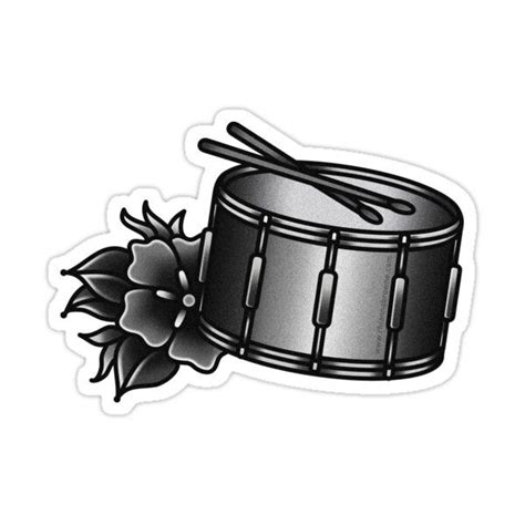 Snare Drum Traditional Tattoo Sticker By Rhi Rhi Drum Tattoo