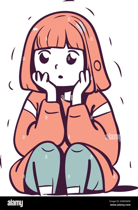Sad Girl Sitting On The Floor Vector Illustration In Cartoon Style Stock Vector Image And Art Alamy