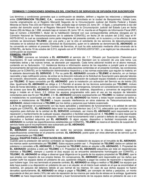 TERMINOS Y CONDICIONES GENERALES DEL CONTRATO DE
