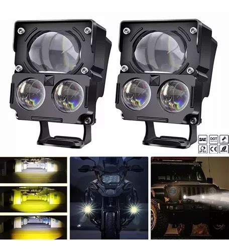 Par Faros De Lupa Doble Color Luz Para Auto Moto Meses Sin Inter S