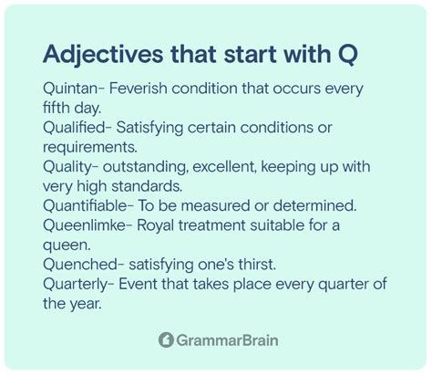 Big List Of Adjectives That Start With Q Positive Negative