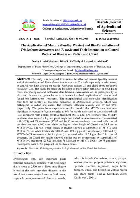 pdf the application of manure poultry wests and bio formulations of trichoderma harzianum