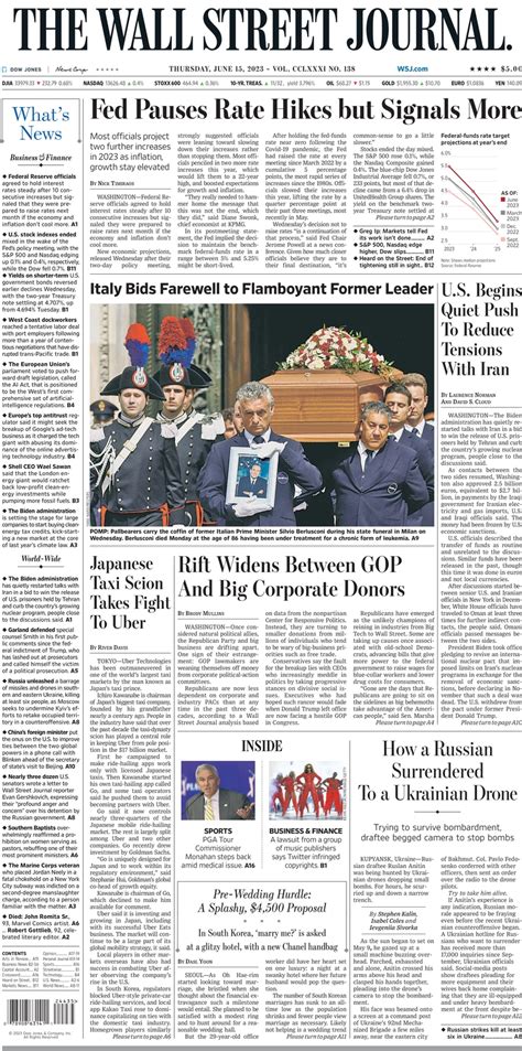 Newspaper Front Pages From Around The World 15 June 2023 The Daily