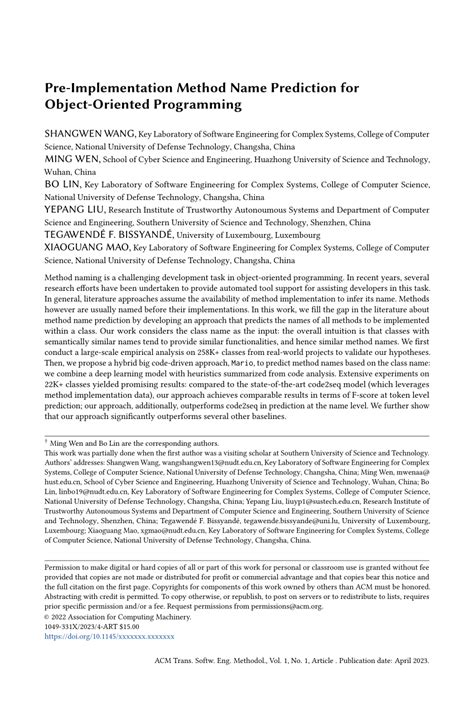 pdf pre implementation method name prediction for object oriented programming