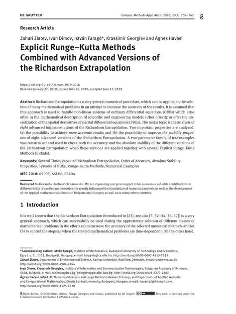 pdf explicit runge kutta methods combined with advanced versions of