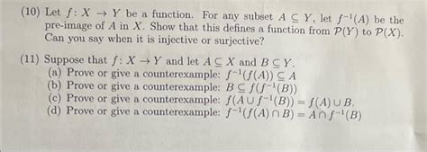 solved 10 let f x→y be a function for any subset a⊆y let
