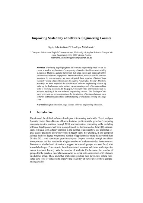 pdf improving scalability of software engineering courses