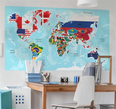 Autocolantes Para Quarto Infantil Bandeiras Do Mundo Tenstickers