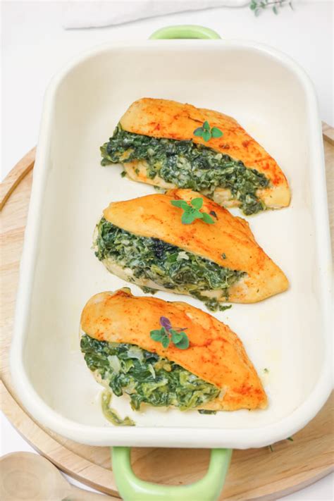 Gef Llte H Hnchenbrust Mit Frischk Se Und Spinat Leckeres Ofen Rezept
