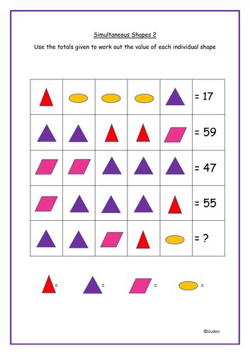 simultaneous shapes puzzle 3 levels teaching resources