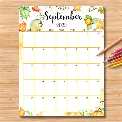 EDITABLE September 2023 Calendar Vertical Portrait Etsy México