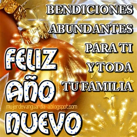 Tarjeta de Feliz Año Nuevo con bendiciones abundantes para tu familia