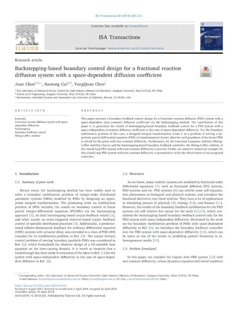 pdf backstepping based boundary control design for a sites