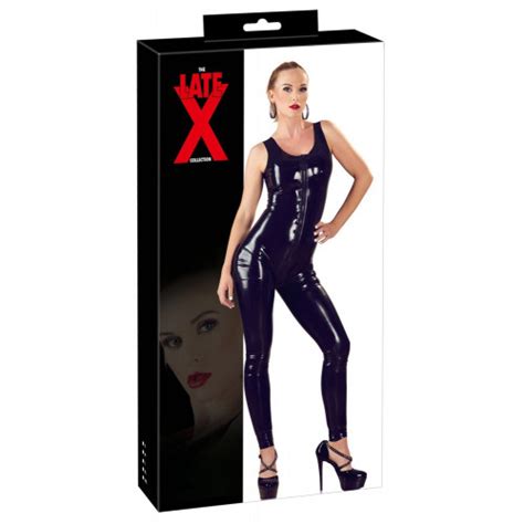 Late X Latex Catsuit Tutina In Lattice Colore Nero Aderente