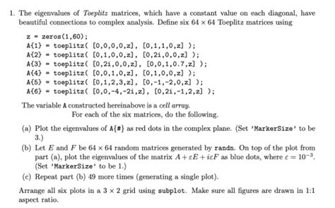 1 the eigenvalues of toeplitz matrices which have a