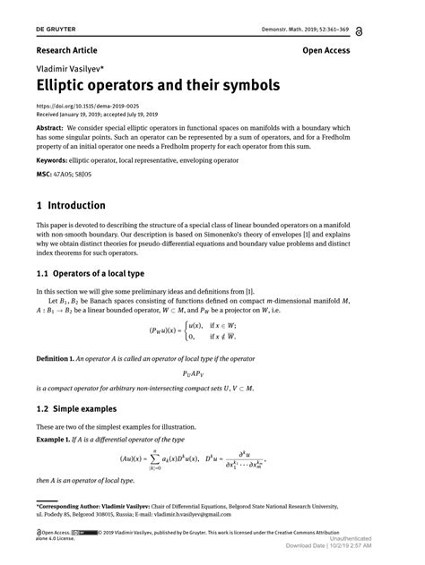 pdf elliptic operators and their symbols
