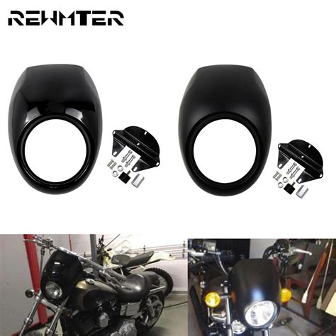 Motocicleta Farol Preto Fairing Head Lâmpada Luz Máscara Frente Fork
