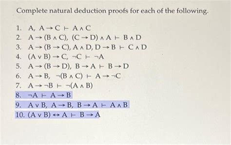 solved complete natural deduction proofs for each of the