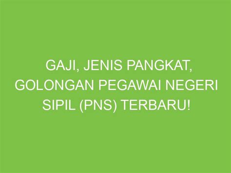 Gaji Jenis Pangkat Golongan Pegawai Negeri Sipil Pns Di