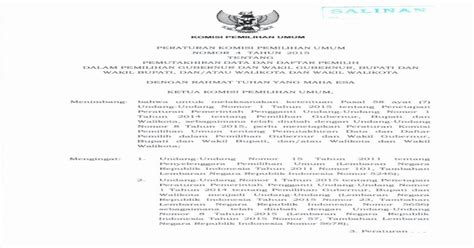 3 Peraturan Komisi Pemilihan Umum Nomor 05 Tahun PDF FileGubernur
