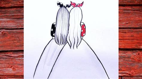 Cómo dibujar mejores amigas Cómo dibujar dos hermanas Dibujos simples