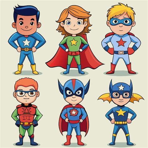 Adorables personajes de dibujos animados de superhéroes Una colección