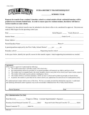 Intra District Transfer Request Letter Sample