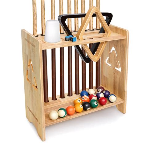 Buy Pool Stick Holder Floor Stand Billiards Pool Cue Rack Solid Wooden