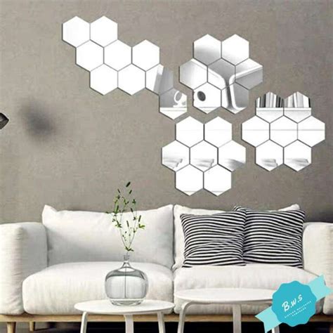 Jual Stiker Kaca Dekorasi Cermin Mirror Wallpaper SegiEnam Heksagon