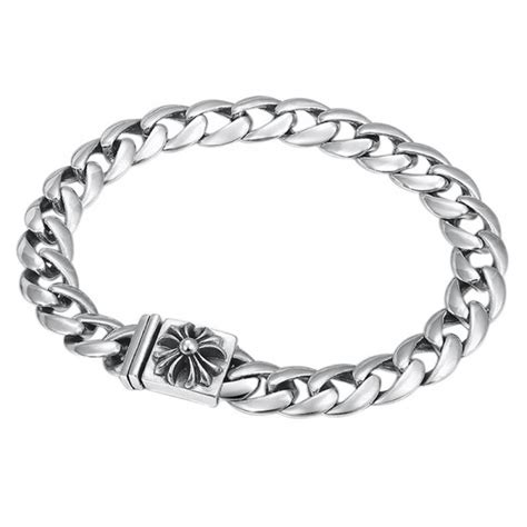 Bracelet Homme Argent Biker Motard Chaine Motif Croix BijouxStore