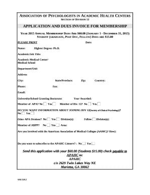 Application And Dues Invoice For Membership Doc Template Pdffiller