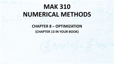 numerical methods lec22 ch08 1d optimization1 introduction to optimization youtube