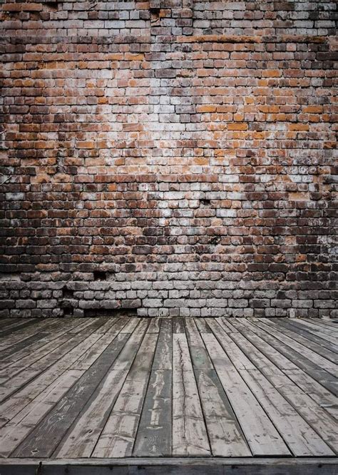 AIIKES 5x7FT Vintage Brick Wall PhotoBackdrops Wood Floor Photography