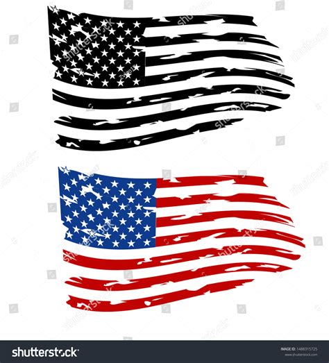 Distressed American Flag Transparent Background Stock Vector Royalty