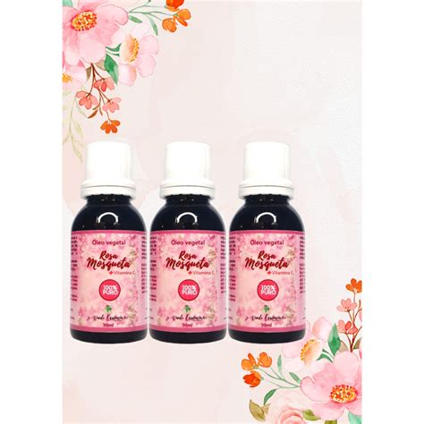 Rosa Mosqueta Óleo Vegetal Clareador De Manchas 30ml Puro kit 3