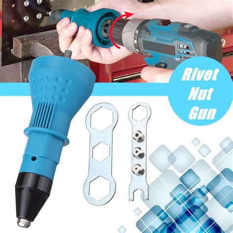 Electric Rivet Nut Gun Adapter Cordless Riveting Insert Nut Power Drill