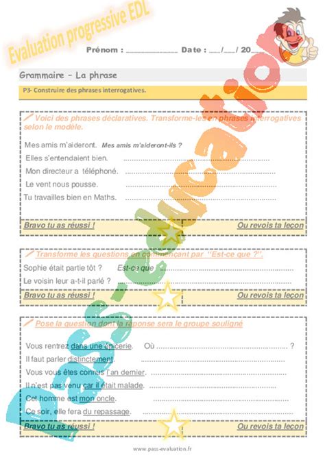 Construire Des Phrases Interrogatives Au Cm Evaluation Progressive