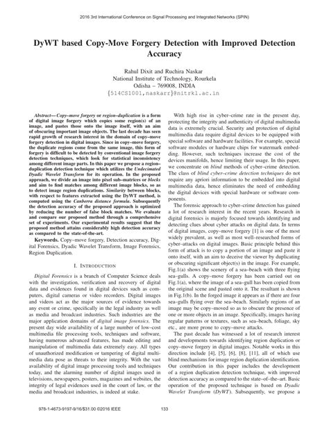 pdf dywt based copy move forgery detection with improved detection accuracy