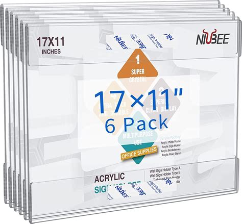 Amazon NIUBEE Acrylic Sign Holder 11 X 17 Horizontal Wall Mount